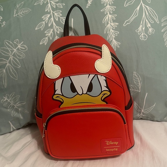 Loungefly | Bags | Loungefly Red Backpack With Donald Duck Face | Poshmark